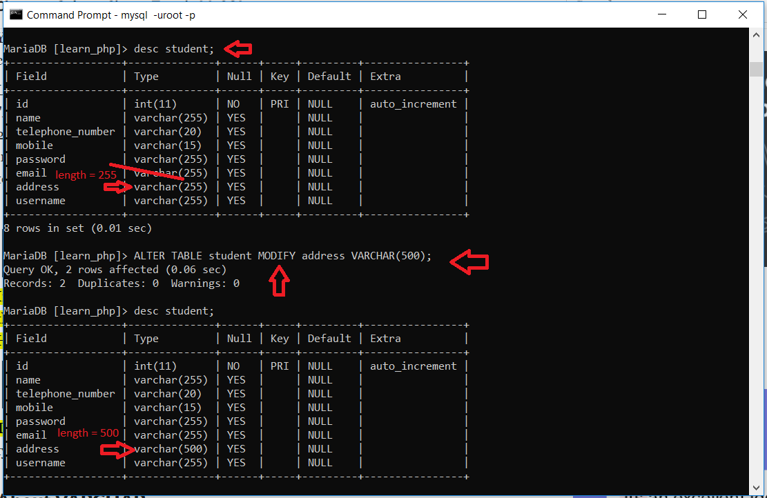 Mysql Alter Table Add Column In Mysql Table Mysql Alter Commands Learn Webtech